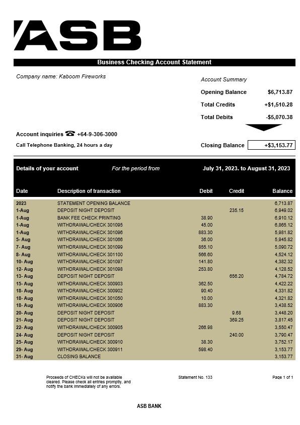 Australia Business Bank Statement - bstatement.net