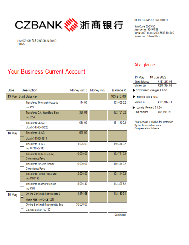 China Business Bank Statement - bstatement.net