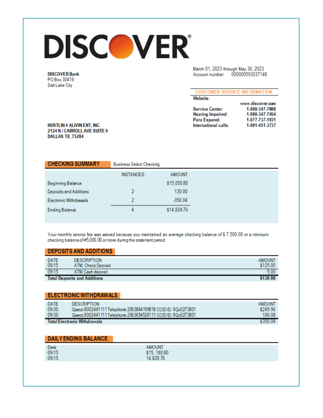 United States Business Bank Statement - bstatement.net