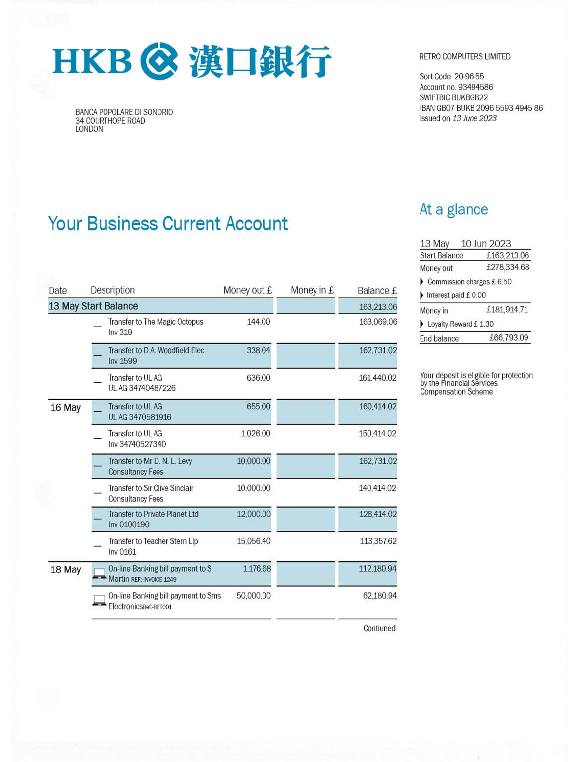 China Business Bank Statement - bstatement.net